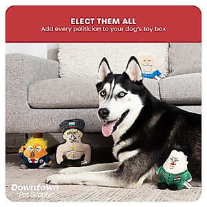 Downtown Pet Supply President Chomp Political Dog Toy - Novelty Political Parody, Dog Chew Toy with Squeaker - Trump Dog Toy Plush Design with Double Stitching