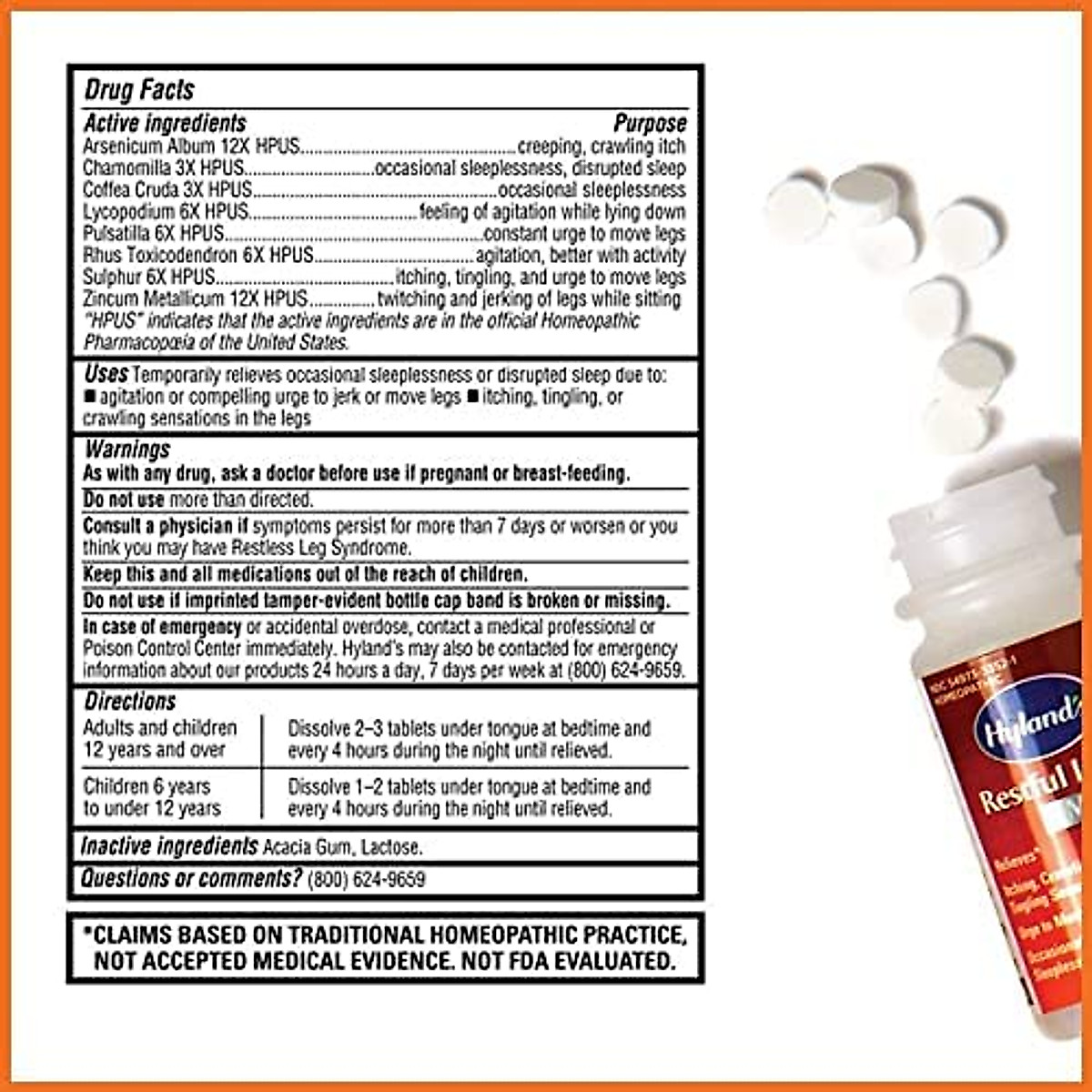 Hyland's Restful Legs PM Quick Dissolving Tablets - 50 Tablets, Pack of 6