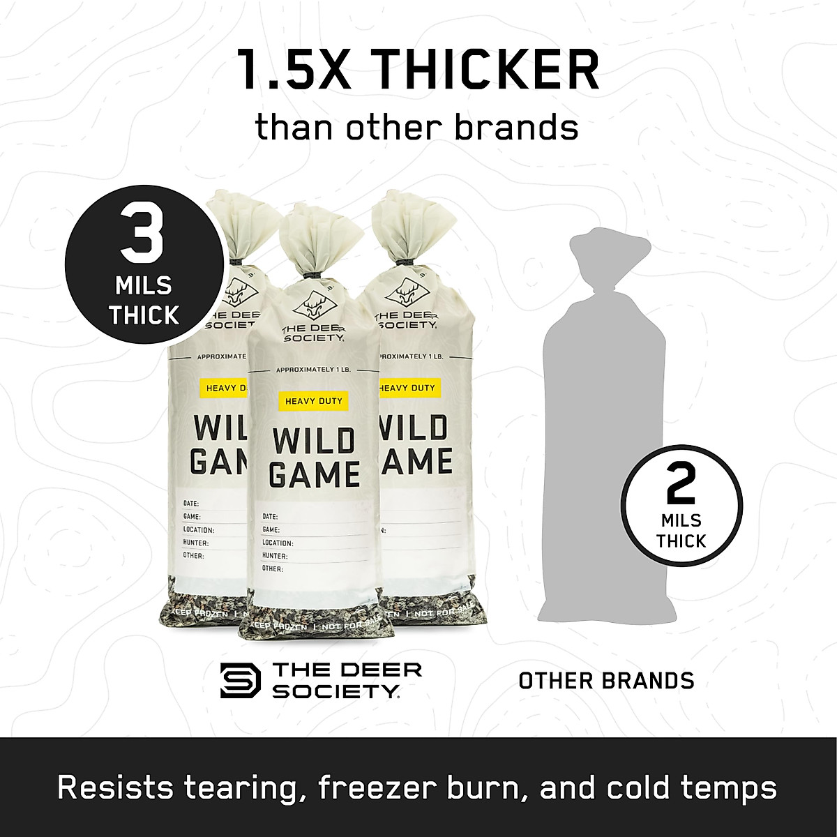 Extra Thick Wild Game Bags for Freezer Storage [150 pk ] | Extra Strong | 2.6 Mil Thickness | Meat Bags For Ground Meat | Deer Society | Illusion Outdoor Systems | Protect Your Game Meat