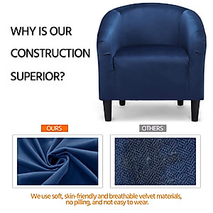 Topeakmart Velvet Accent Chair, Comfy and Modern Velvet Club Chair with Armrest and Sturdy Legs for Living Room/Bedroom Study, Set of 2, Navy Blue