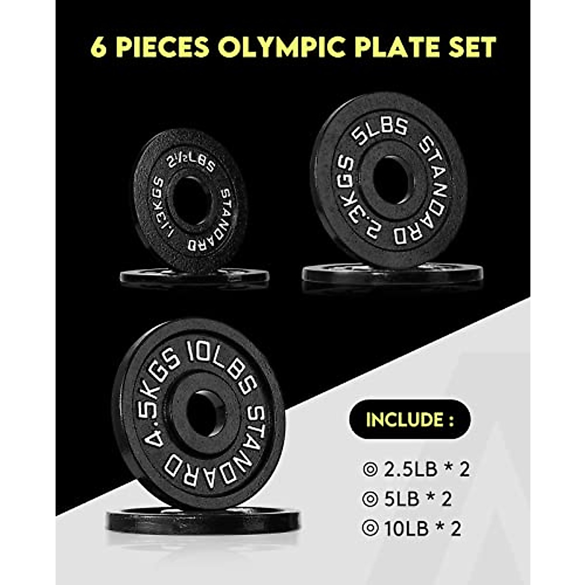 AboveGenius Cast Iron 2-Inch Olympic Plate Weight Set for Strength Training, Weightlifting and Crossfit in Home & Gym