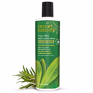 Desert Essence Tea Tree Replenishing Conditioner - 12.7 Fl Ounce - Peppermint & Yucca - Eucalyptus Oil - Vitamin E - Keratin - Murumuru Butter For Dull, Damaged Hair - Reduces Hair Breakage & Flaking