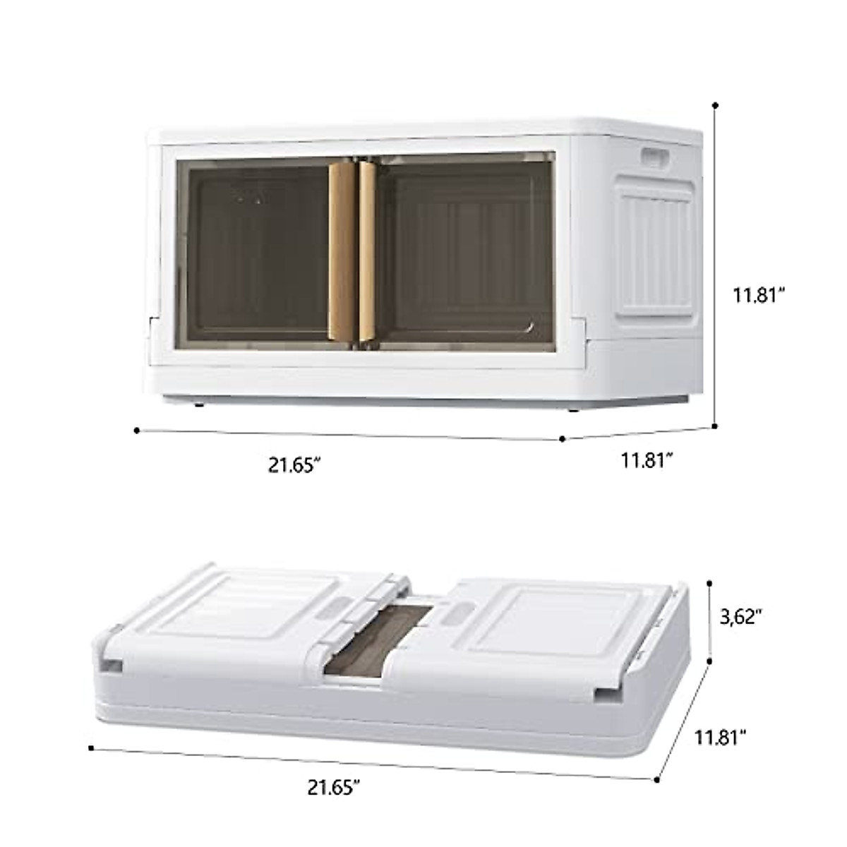 Nafenai Storage Bins with Lids - Folding plastic storage bin,44 Quart Collapsible storage box with Wheels,Double Door Stackable Closet Organizers,Storage boxs for Home