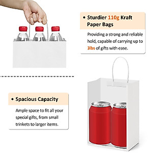 BagDream Small Paper Gift Bags 50Pcs 5.25x3.75x8 Inches Kraft Paper Bags Party Favor Bags Shopping Bags Kraft Bags White Paper Gift Bags with Handles Bulk