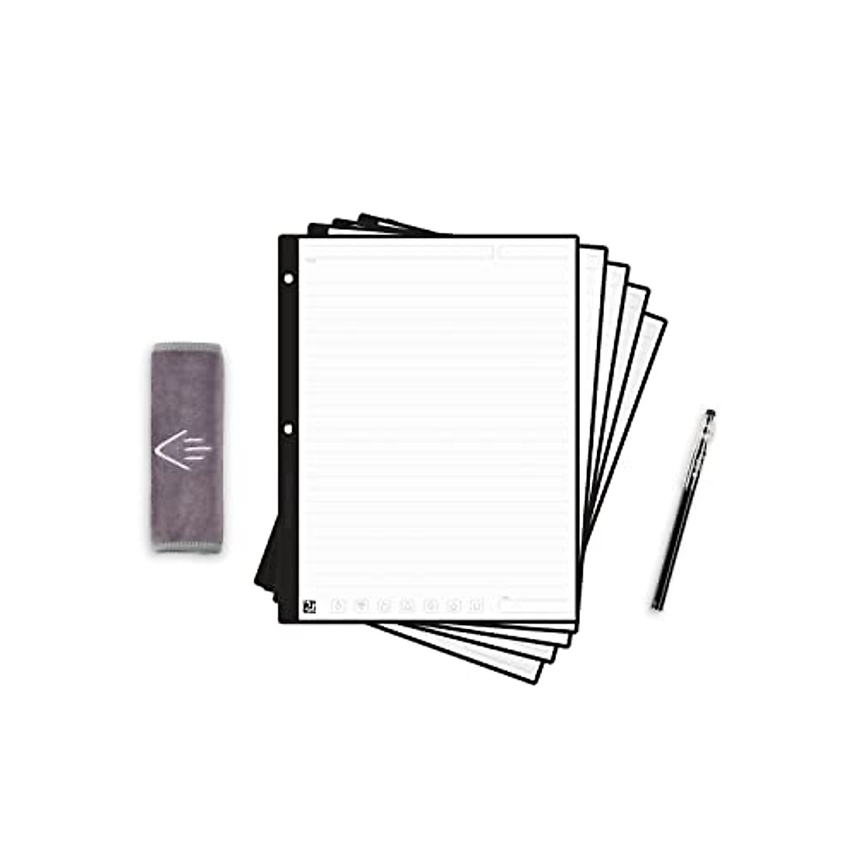 Rocketbook Smart Filler Paper Starter Pack | Lined Wide Ruled Reusable Notebook, (8.5" x 11"), Scannable Binder Paper - Write, Erase, Reuse, 18 Leaf Sheets, 1 Pilot Frixion Pen, and 1 Microfiber Cloth