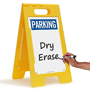 SmartSign - SF-0318-FB-25x12-DE "Parking" Blank Write-On Folding Floor Sign | 25" x 12" Plastic