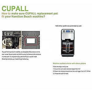 Coffee Machine Replacement 12CUP Glass Carafe, Fit With Hamilton Beach 49902/04 Coffee Maker, 12 cup coffee maker 46299/46290,43874