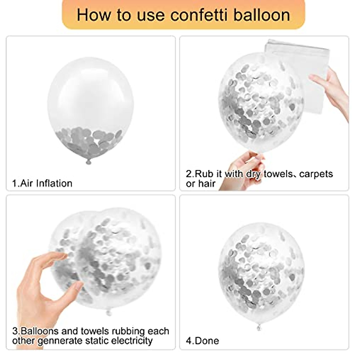 Black Silver White Balloons Garland Arch Kit, 112Pcs Black White and Metallic Silver Confetti Latex Balloons Party Decorations for Birthday Graduation Wedding Bridal Shower Theme Decor