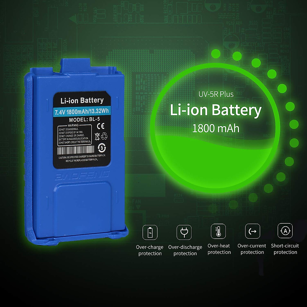 BAOFENG UV-5R+ Plus Two Way Radio, Long Range for Adults Rechargeable with Earpiece, Walkie Talkie for Outdoors, 144-148 420-450MHz, Qualette Series, Royal Blue