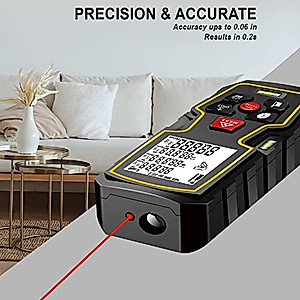 Laser Measurement Tool 196ft, HYGGEIN Laser Distance Measure, Laser Measuring Tape with Levels(M/in/Ft/Ft+in,±1/16in Accuracy), Pythagorean Mode, Distance, Area and Volume