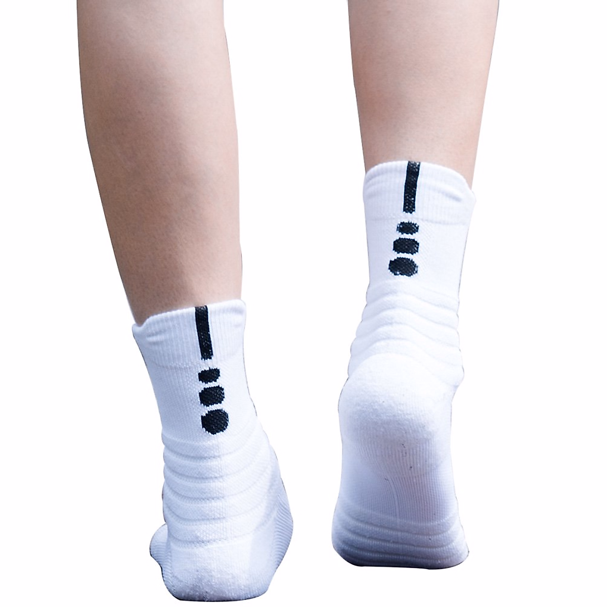 Belisy Mens Athletic Compression Crew Ankle Quarter Socks 6 Packs For Basketball & Running White Medium