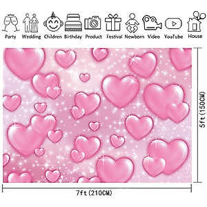 7x5ft Early 2000s Theme Pink Photography Background Pink Hearts Romantic Valentines Day Backdrop