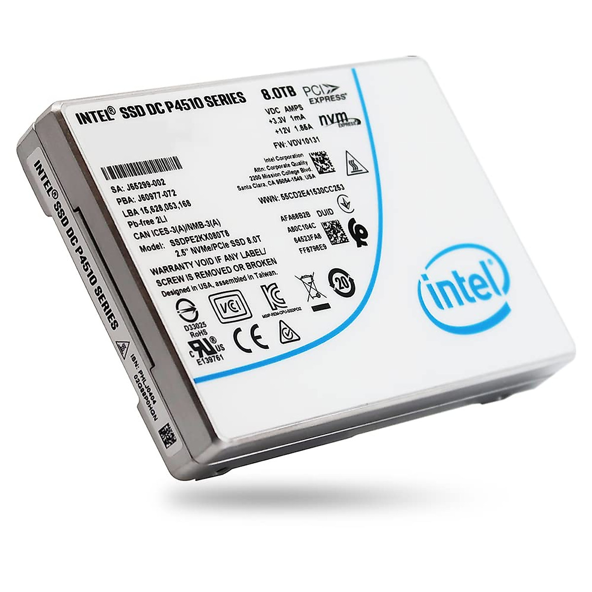 Intel/SSD Intel Corporation SSDPE2KX080T801 DC P4510 Series (8.0TB 2.5in PCIe 3.1 x4 3D2 TLC) Generic Single Pack