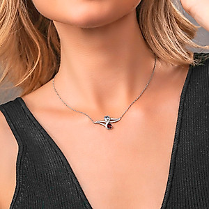 Gem Stone King 925 Sterling Silver Customized and Personalized Engraved Gemstone Birthstone 2 Heart Shape Pendant Necklace Promise Love Jewelry For Women with 18 Inch Silver Chain