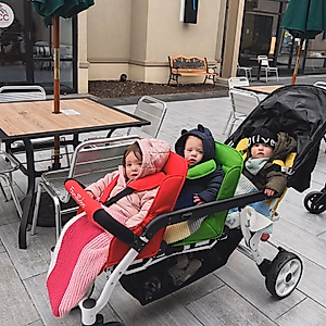 Familidoo H3E 3 Seat Baby Stroller - Tandem Daycare Triple Stroller with 5 Point Safety Harness - for Infants & Toddlers 0-3 Years - Lightweight & Foldable - All Reclining Seats