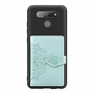 Ostop Wallet Case Compatible with TCL 10 5G UW(Verizon) Cover Vintage Business Purse with Card Slots,Premium PU Leather Embossed Mandala Flip Shell with Magnetic Clasp and Stand,Green