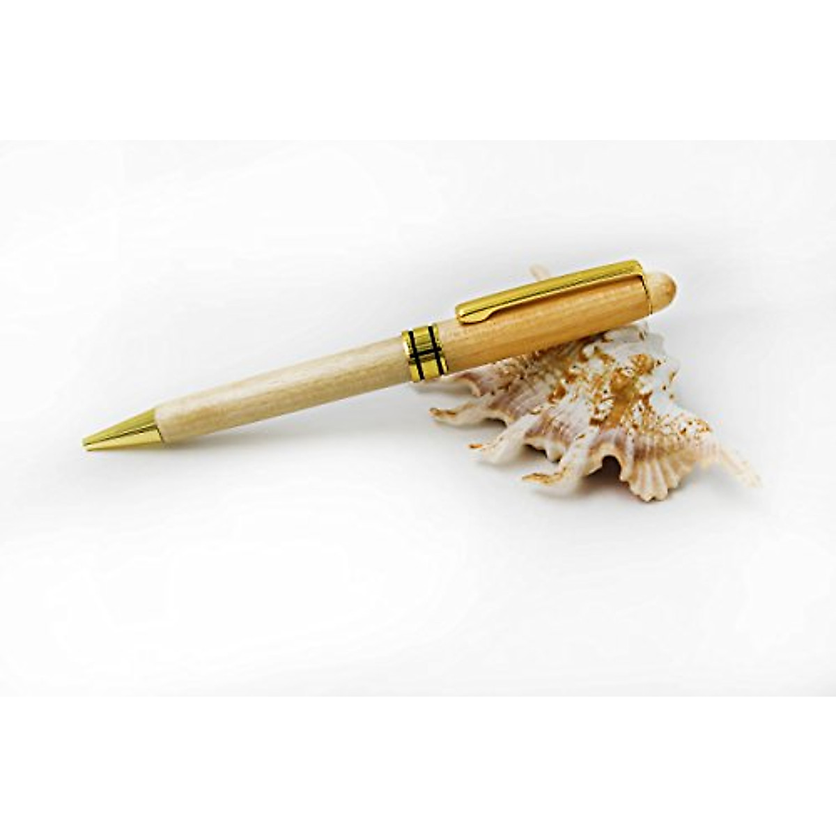 JASON YUEN 5PCS PACK Wooden Eco pen White wood ballpoint pens with gold accessories (Model A, 5PCS WHITE WOODEN)