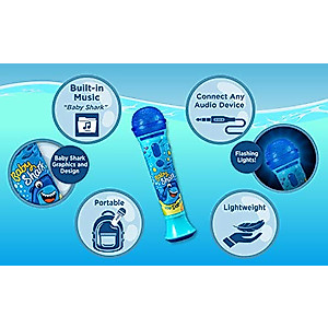 Baby Shark Singalong Microphone for Kids, Toy Microphone with Built-in Music and Flashing Lights, Baby Shark Toy For Kids Aged 3 and Up