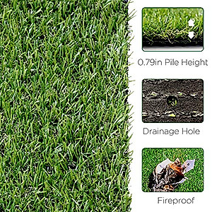 0.8inch Realistic Synthetic Artificial Grass Turf,Thick Faux Grass Indoor Outdoor Landscape Lawn Pet Dog Turf Carpet for Garden Backyard Balcony