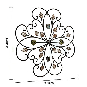 Remenna Metal Wall Art- Metal Flower Scroll Wall Art Decor Rustic Wall Decor for Bedroom Bathroom Living room Outdoor Garden… (Flower Scroll Wall Art)