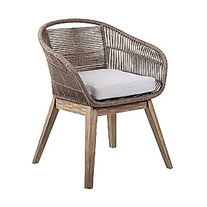 ARMEN LIVING LCTFSITRU Fruitti Tutti Frutti Indoor Outdoor Dining Chair in Light Eucalyptus Wood with Latte Rope and Grey Cushion, Truffle