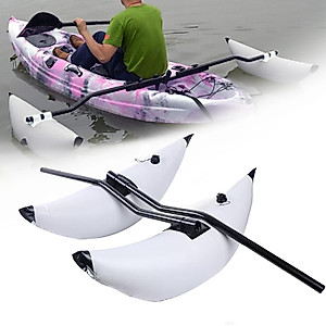LYNICESHOP Kayak Outrigger, 2 PCS Kayak Stabilizer PVC Inflatable Pontoon Fishing Float Tube Kit - Alloy Floating Inflatable Outriggers Stabilizer Kit for Kayak Canoe Fish (White)