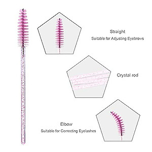 Elisel 100 PCS Disposable Mascara Brushes Crystal Eyelash Brushes Mascara Wands Applicator Eyelash Extensions Makeup Tools Eyebrow Brush (Pink)