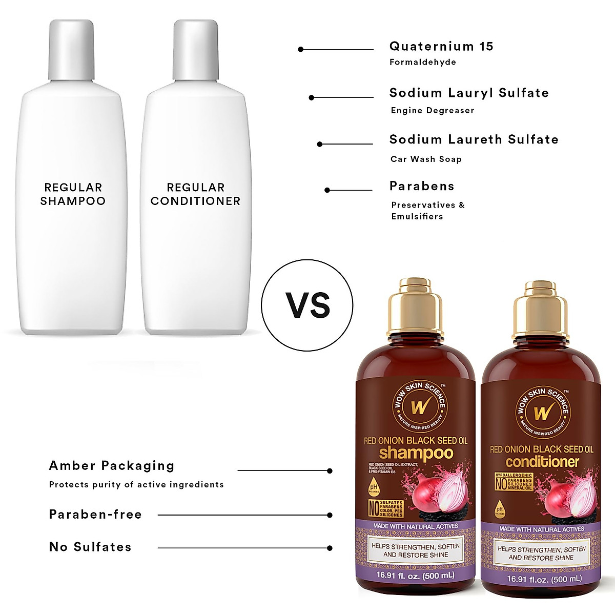 WOW Skin Science Red Onion Black Seed Shampoo & Conditioner Duo 16.9 oz