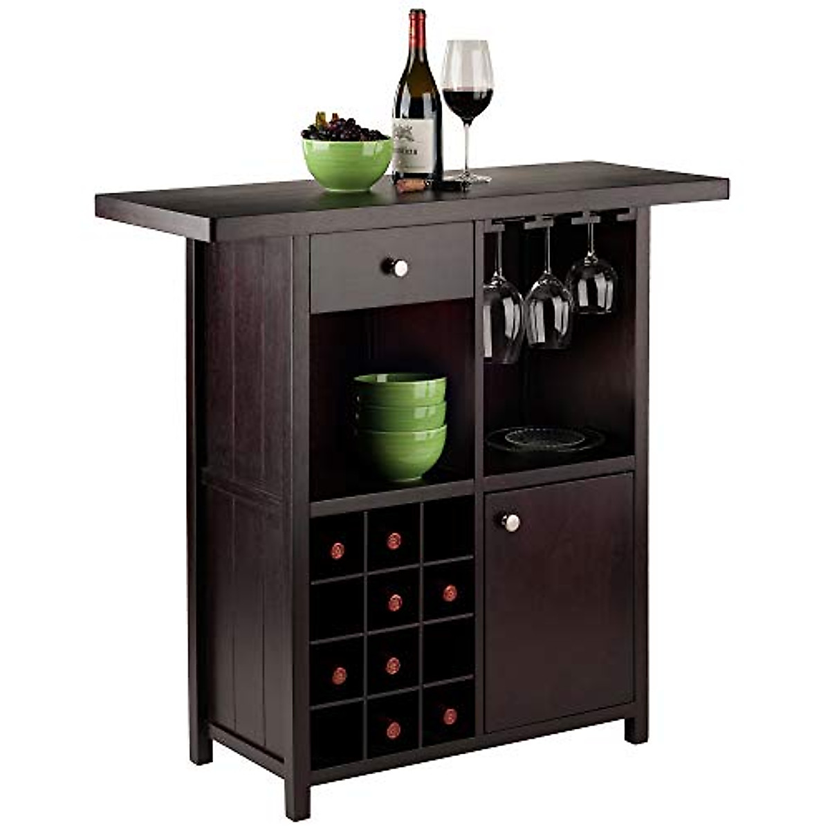 Winsome Macon Bar Wine Cabinet, Espresso