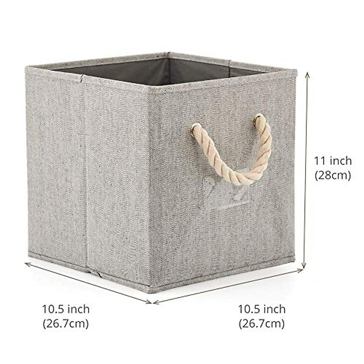 EZOWare Set of 8 Bamboo Fabric Storage Bins with Cotton Rope Handle for Nursery Toys, Gray + Beige