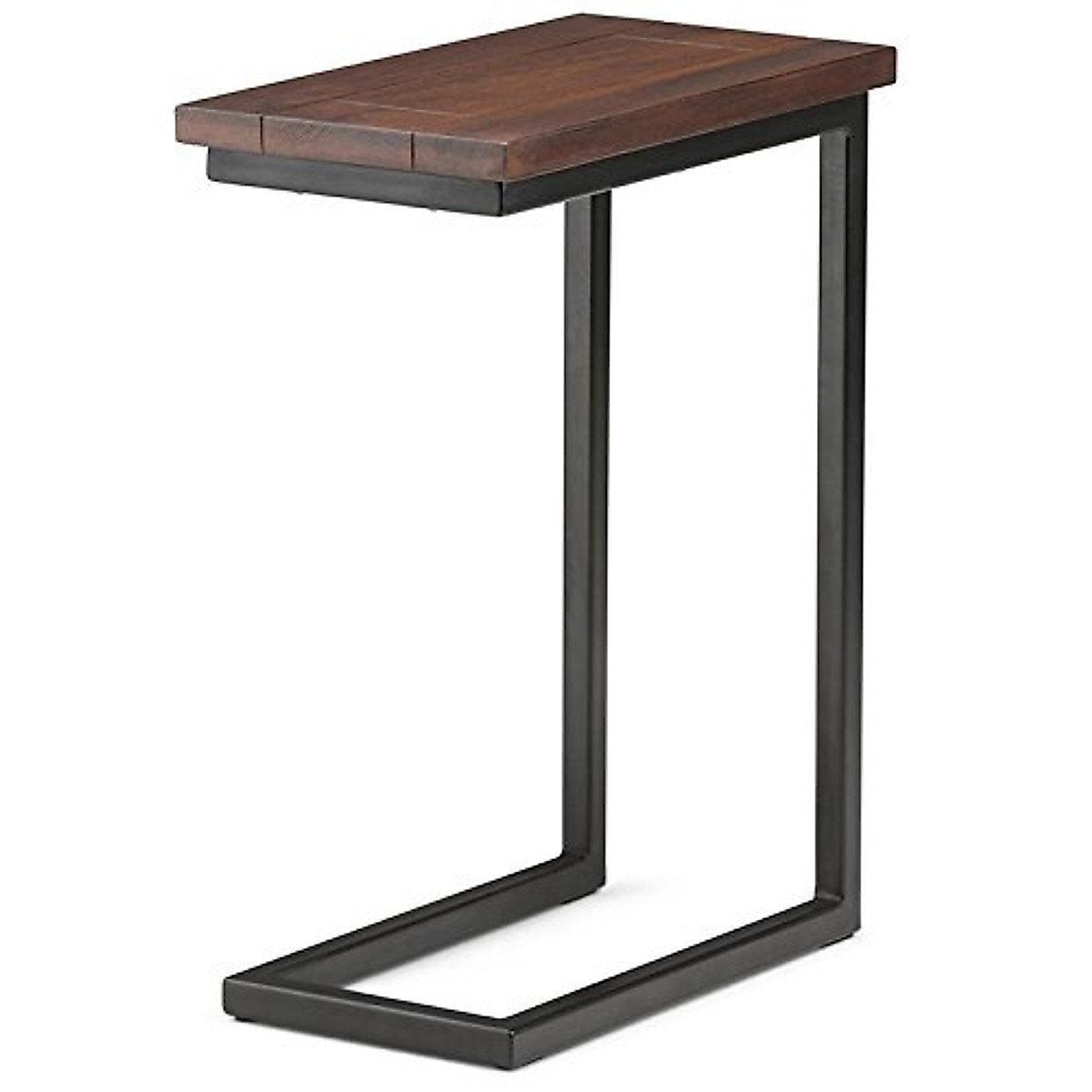 SIMPLIHOME Skyler SOLID MANGO WOOD and Metal 18 Inch Wide Rectangle C Side Table in Dark Cognac Brown, Fully Assembled, For the Living Room and Bedroom