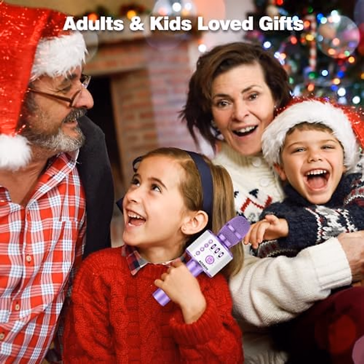 BONAOK Wireless Bluetooth Karaoke Microphone, 3-in-1 Portable Handheld Mic Speaker Machine for All Smartphones, for Girls Boys Kids Adults All Age Q37(Light Purple)