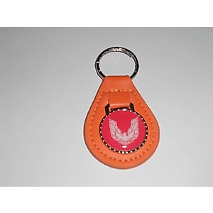 FIREBIRD OR TRANS-AM WHITE BIRD LOGO LEATHER KEYCHAIN - PUMPKIN