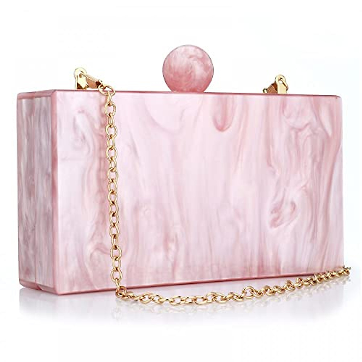 Acrylic Clutch Purse for Women Evening Dress, Wedding Party Square Bag Evening Clutch (Pink-01)