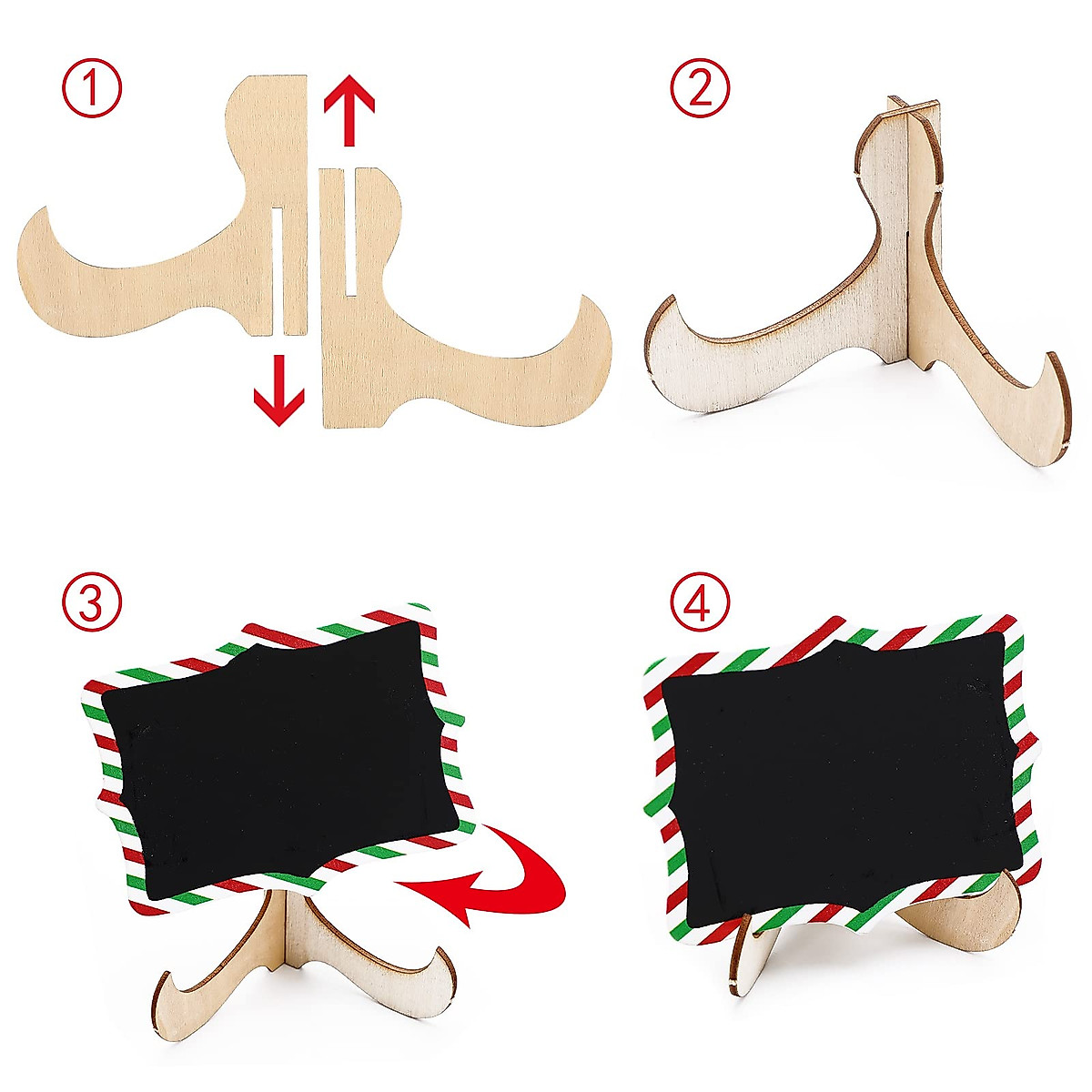 20 Pieces Christmas Mini Chalkboard Signs Xmas Small Wooden Food Signs Christmas Centerpiece Tabletop Decor Wooden Blackboard for Buffet Fireplace Desk Shelf Kitchen, Wedding, Home Holidays Decoration