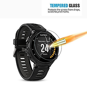 AKWOX (Pack of 4) Tempered Glass Screen Protector for Garmin Forerunner 735XT, [0.3mm 2.5D High Definition 9H] Premium Clear Screen Protective Film for Garmin Forerunner 735XT