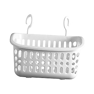 JISADER Bathroom Basket, Tidy Organiser Multifunctional Container, with Hook, Hanging Storage Basket, Shower Basket for Dorm, 22cmx19.5cmx16cm