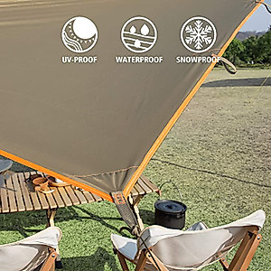 FREEKITE Lightweight Waterproof Camping Tarp Tent, Large Portable Bushcraft Backpacking Nylon Fabric Rain Fly Tarps for Hammock Tactical Hiking Emergency Shelter Tarp (Black)