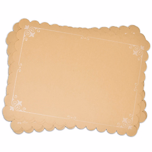 Gift Boutique 120 Disposable Brown Kraft Paper Place Mats 11"x 15" Rectangle Rustic Craft Printed Scalloped Place mat for Table Setting Mat Kitchen Bridal Shower Wedding Anniversary Party Decoration