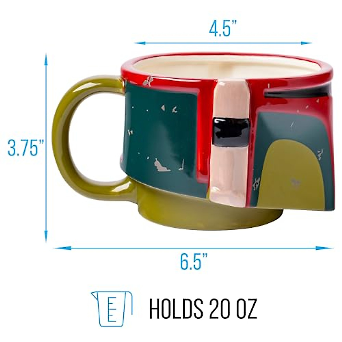 Silver Buffalo Star Wars Boba Fett’s Helmet with Battle Scars Ceramic 3D Sculpted Mug, 20 Ounces