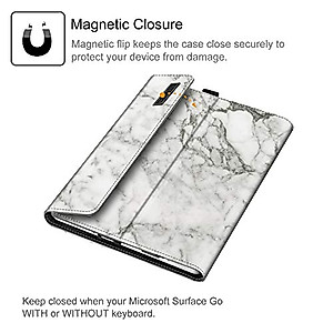 Fintie Protective Case for Microsoft Surface Go 3 2021 / Surface Go 2 2020 / Surface Go 2018 - Multi-Angle Portfolio Business Cover with Pocket, Compatible with Type Cover Keyboard (Marble White)