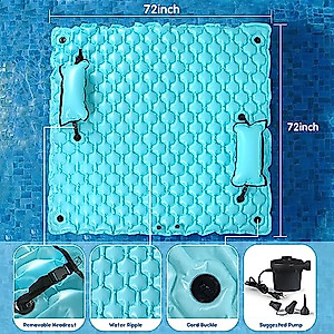 BOLITE Giant Inflatable Lake Float for Adults, 102 x72 Inch Pool Float with Pool Hammock, Floating Mat Toy Raft Loung for Swimming Pool Lake Beach Summer Water Party, Blue