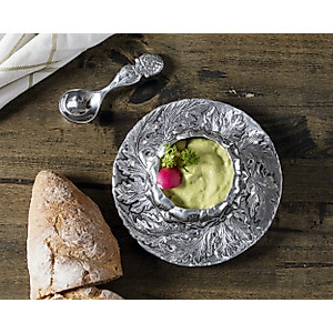 Arthur Court Aluminum Artichoke Condiment Set 3 piece Bowl, Tray, Spoon 7 inch Diameter Tray