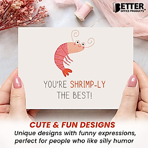 Better Office Products 50 Pack Funny Thank You Cards, 4 x 6 in with Envelopes, Funny Pun Notecards, 10 Cover Designs, 50 Count Boxed Set