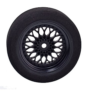 Shaluoman 4Pcs 1/10 On-Road Foam Tires& 2080-3mm Wheel Rims 12mm Hex for HSP HPI RC Racing Car Toy, Black