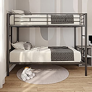 HomJoones Metal Bunk Bed Twin Over Twin Sturdy Heavy Duty Bunk Beds with 2 Side Ladders,Space Saving,No Box Spring Needed,for Boys Girls Teens Adults, Bedroom, Dormitory (Black)