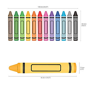 DECOWALL DW-1907 Colourful Crayons Kids Fabric Wall Stickers Wall Decals Peel and Stick Removable Wall Stickers for Kids Nursery Bedroom Living Room décor
