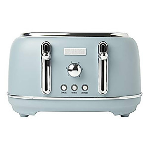Haden 75026 Highclere Innovative 4 Slice Retro Vintage Countertop Wide Slot Toaster Kitchen Appliance with Self Centering Function, Pool Blue