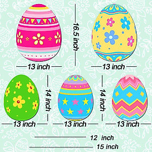 5 pcs Glow Easter Yard Signs Outdoor Lawn Decorations with Stakes, Large Easter Egg Yard Signs Decor, LED String Light Decorative