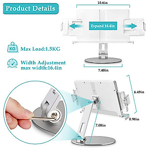 Gearking Book Stand for Reading 360° Rotate Adjustable Book Holder Multi Heights Angles Adjustable Cooking Bookstands for Child Textbook/Recipe/Magazine/Ipad